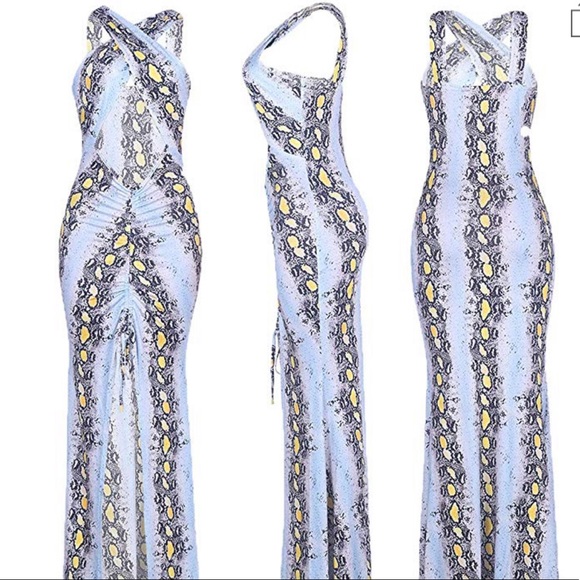 Dresses | Snake Print Maxi Criss Cross Dress | Poshmark